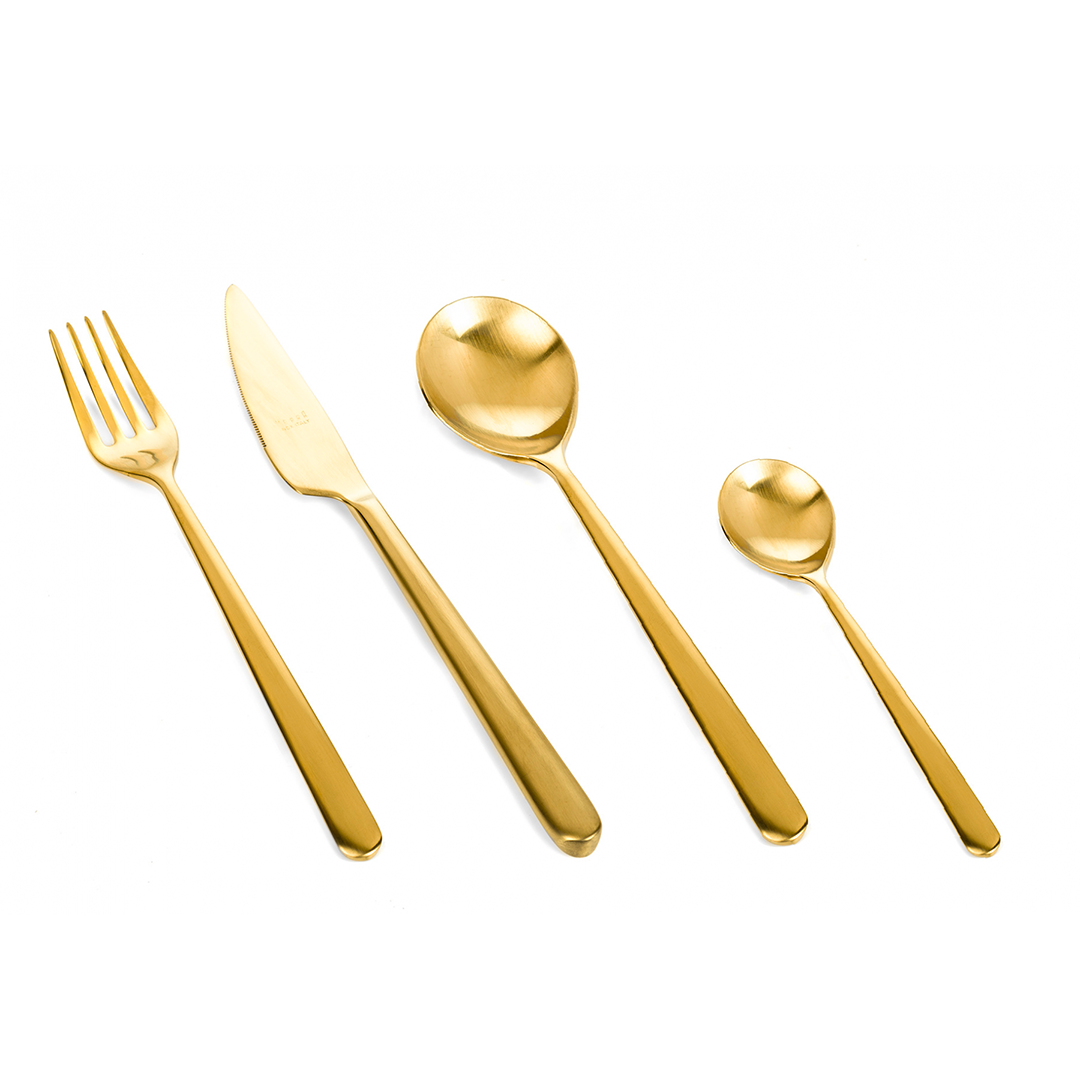 Linea Ice Oro Cutlery Set by Mepra on Luxxdesign.com